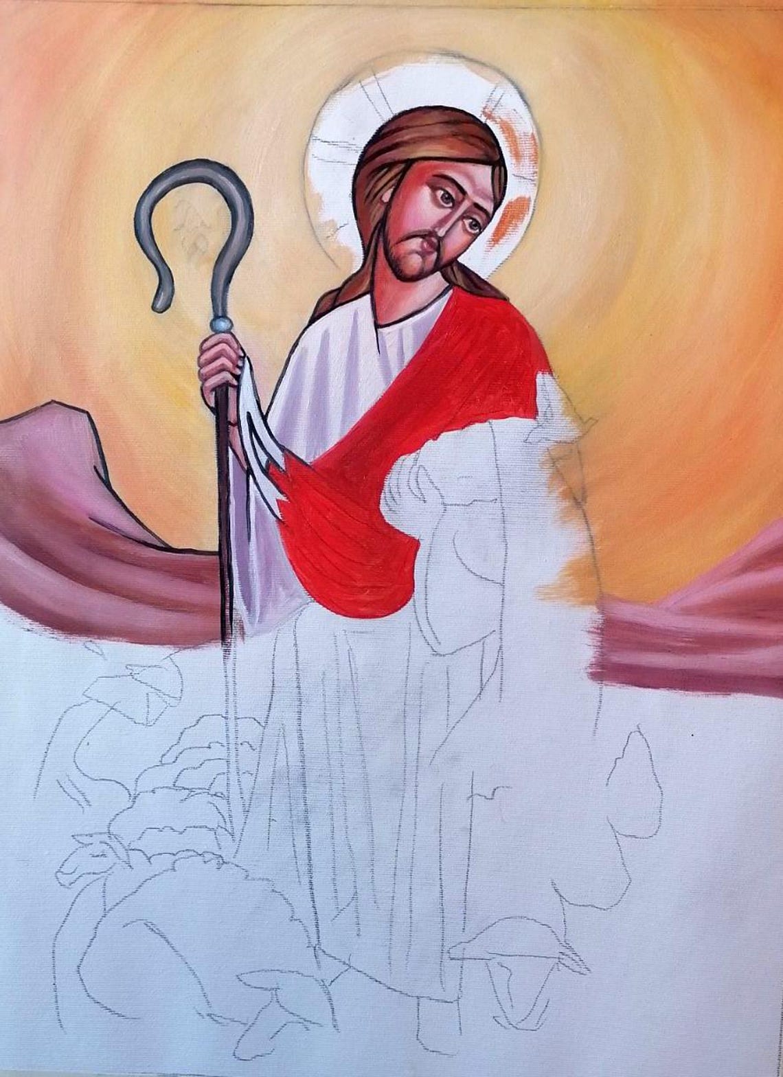 Good Shepherd, Jesus Christ, Coptic Icon, Painted Icon, Orthodox ...