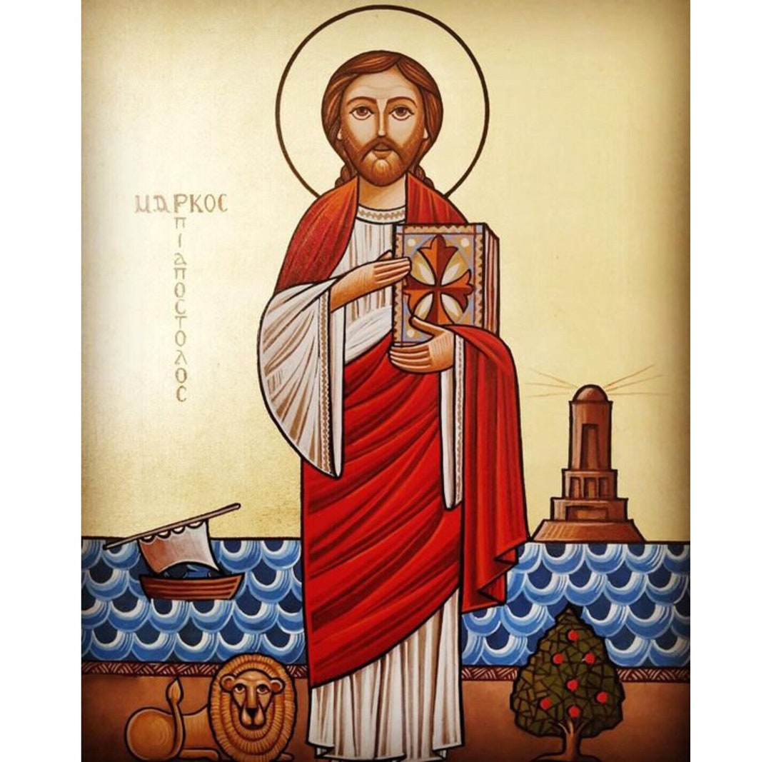 Sait Mark, Coptic Art, Snt.mark Icon, Painting, Hand Painted Icon, Orthodox Icon, Handmade, Oil ...