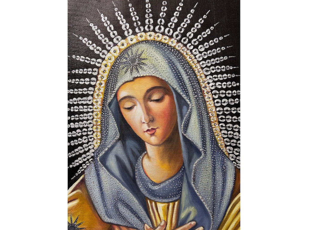 Custom Painting, Virgin Mary Icon, Holy Mother, Hand Painted Icon ...