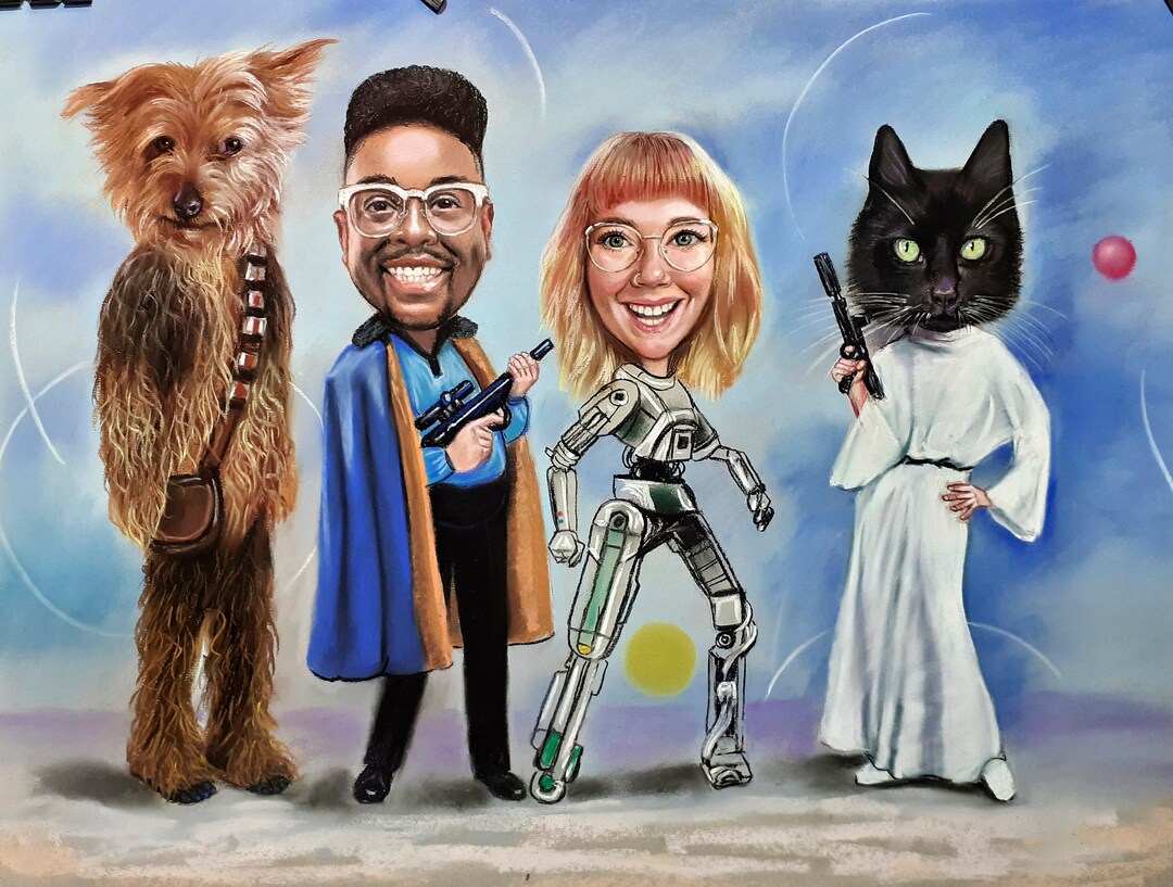 Star Wars, Custom Caricature, Caricature Gift, Hand Drawn, Personalised ...