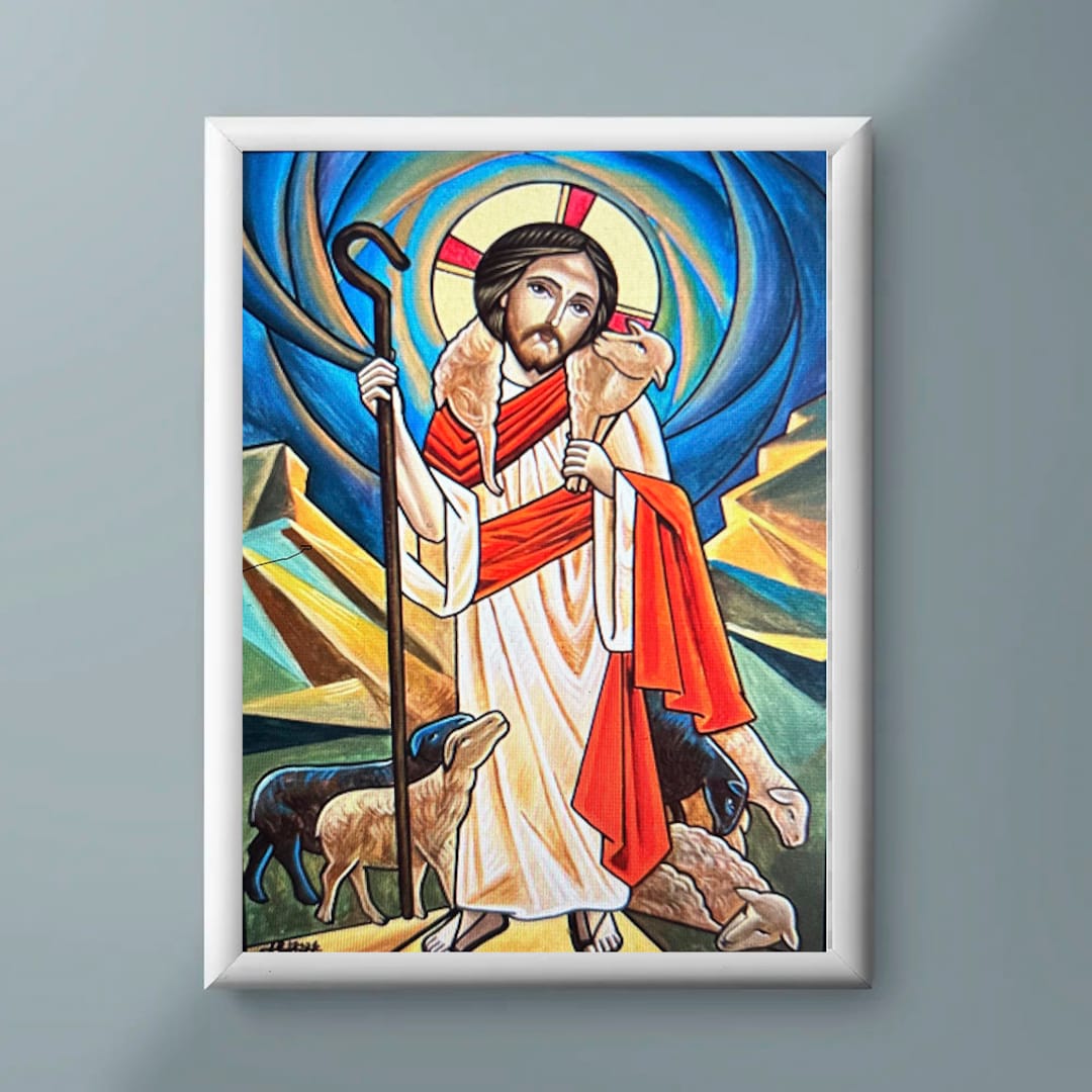 The Good Shepherd Icon, Coptic Art, Painting, Hand Painted Icon ...