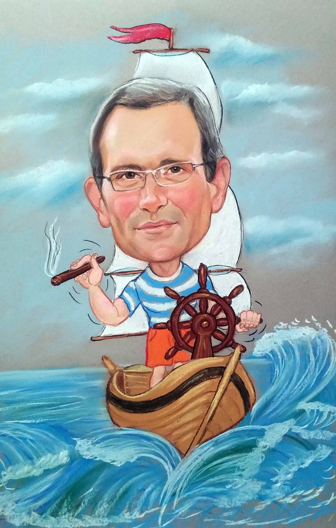 Caricature, Captain, Fishing, Captain Caricature,illustration, Custom ...