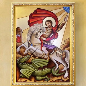 Sait George, Coptic Art, Snt.george Icon, Painting, Hand Painted Icon ...