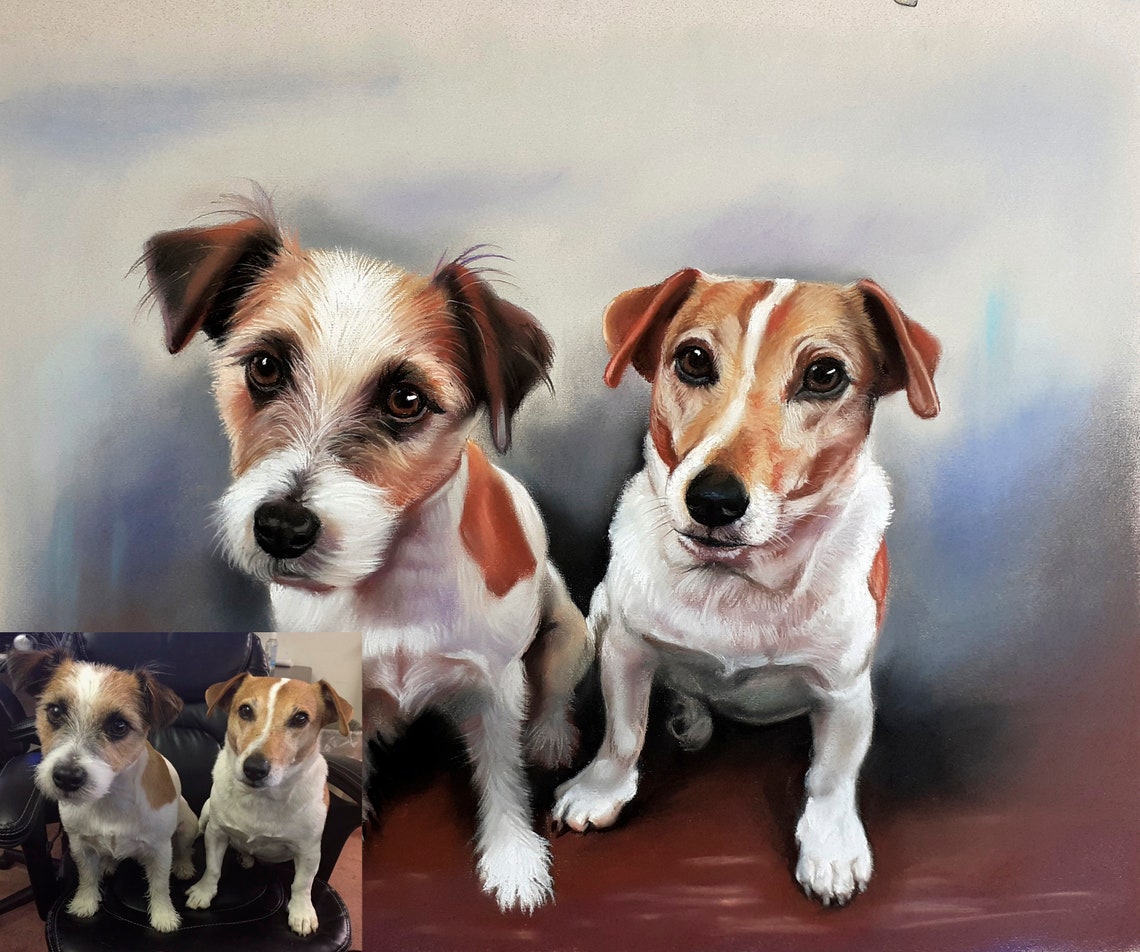2 Dogs Painting Dog Portrait Oil Painting Custom Pet - Etsy