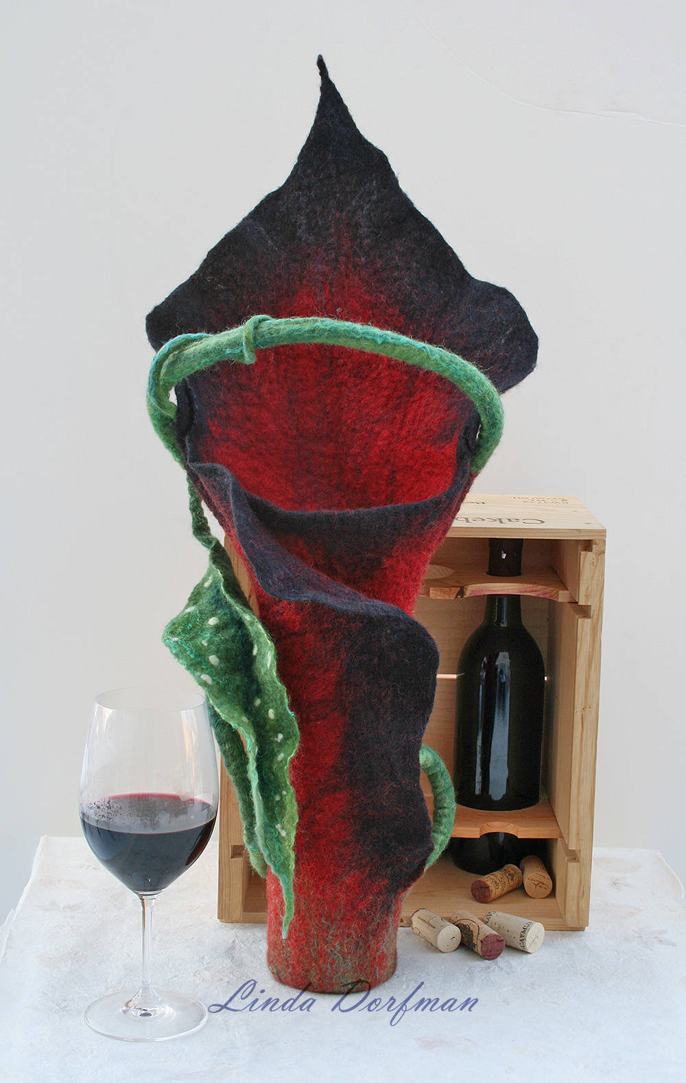 Red Black Calla Lily Wet Felted Wool Tote Bag Bell Flower Etsy