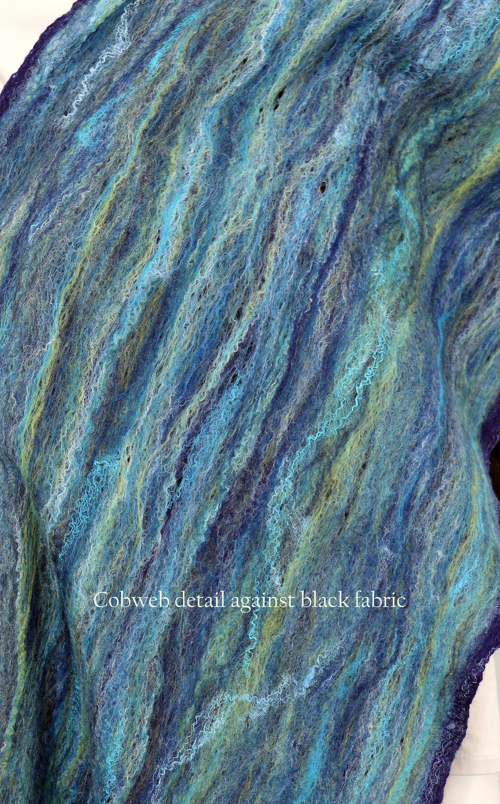 Cobweb Felt Scarf,turquoise Felt Scarf,wet Felted Wool Scarf,cobweb ...