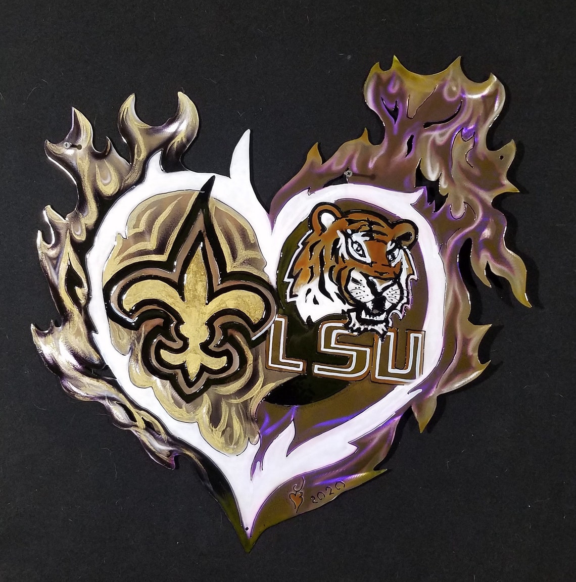 Saints and Tigers, 30x36, Saints Art, LSU Art, Sports Art, Football Art ...