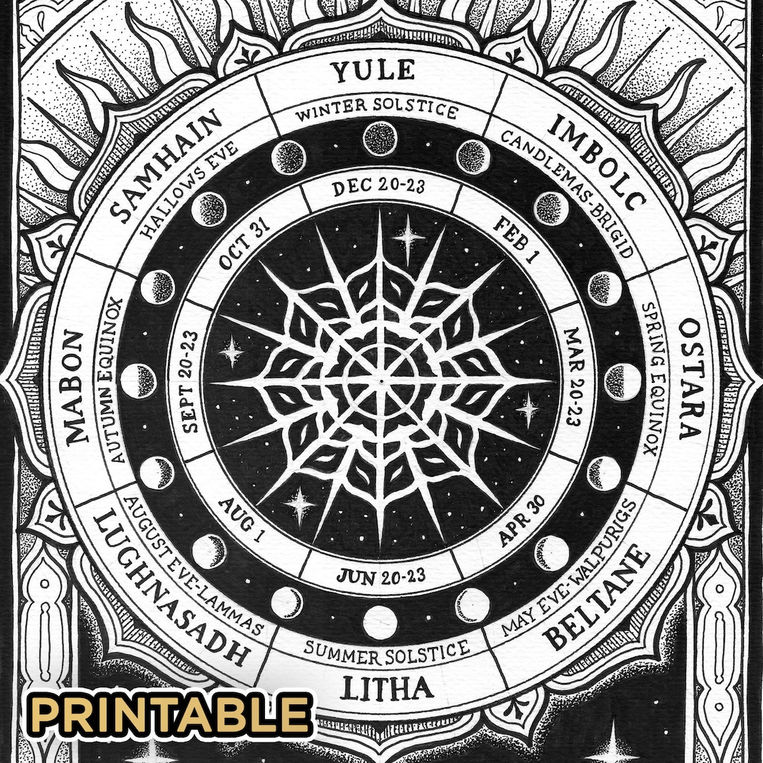Printable Wheel of the Year Pagan Calendar - Etsy
