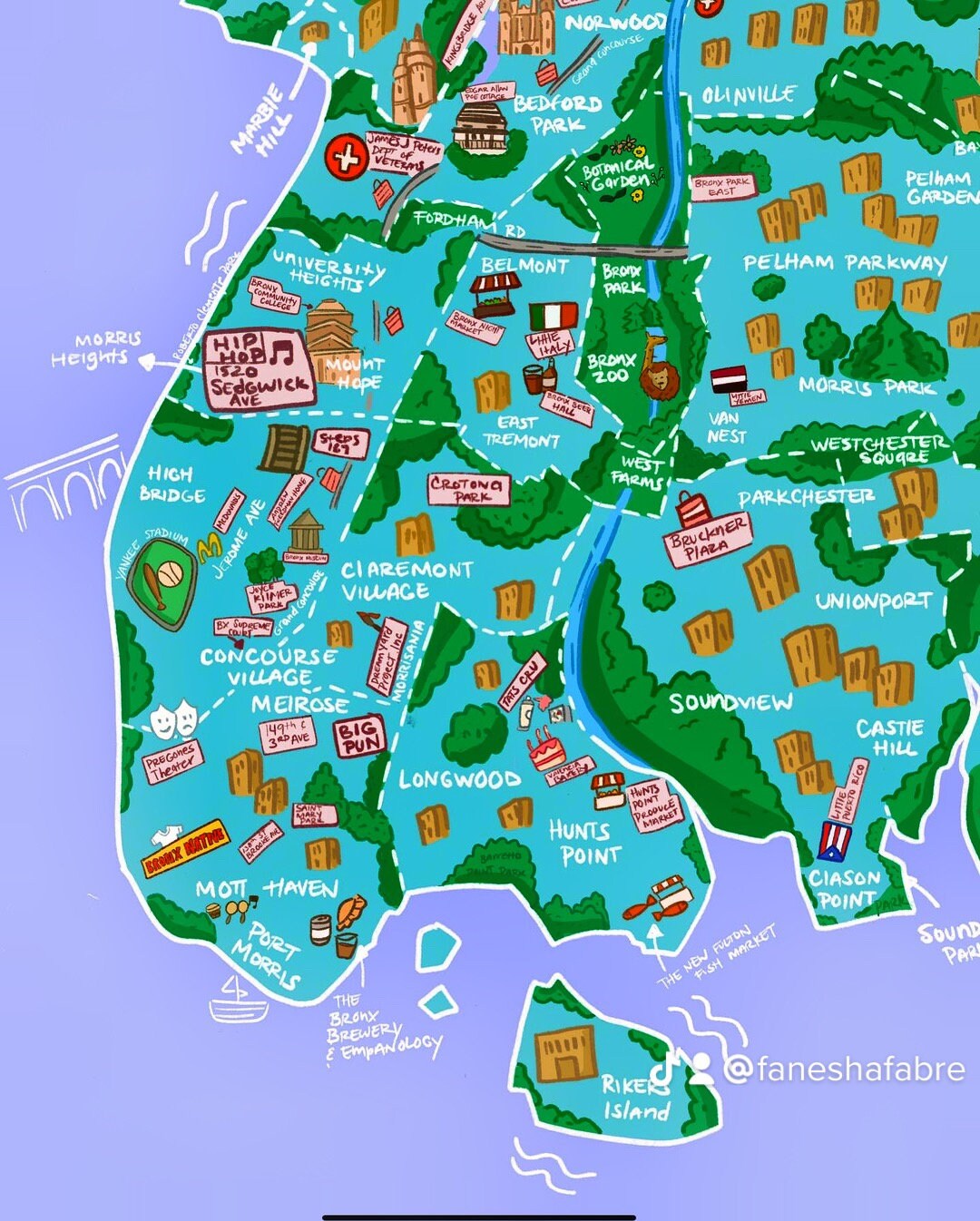 The Bronx Map Wall Art Street Art Nyc Art Printable Art - Etsy