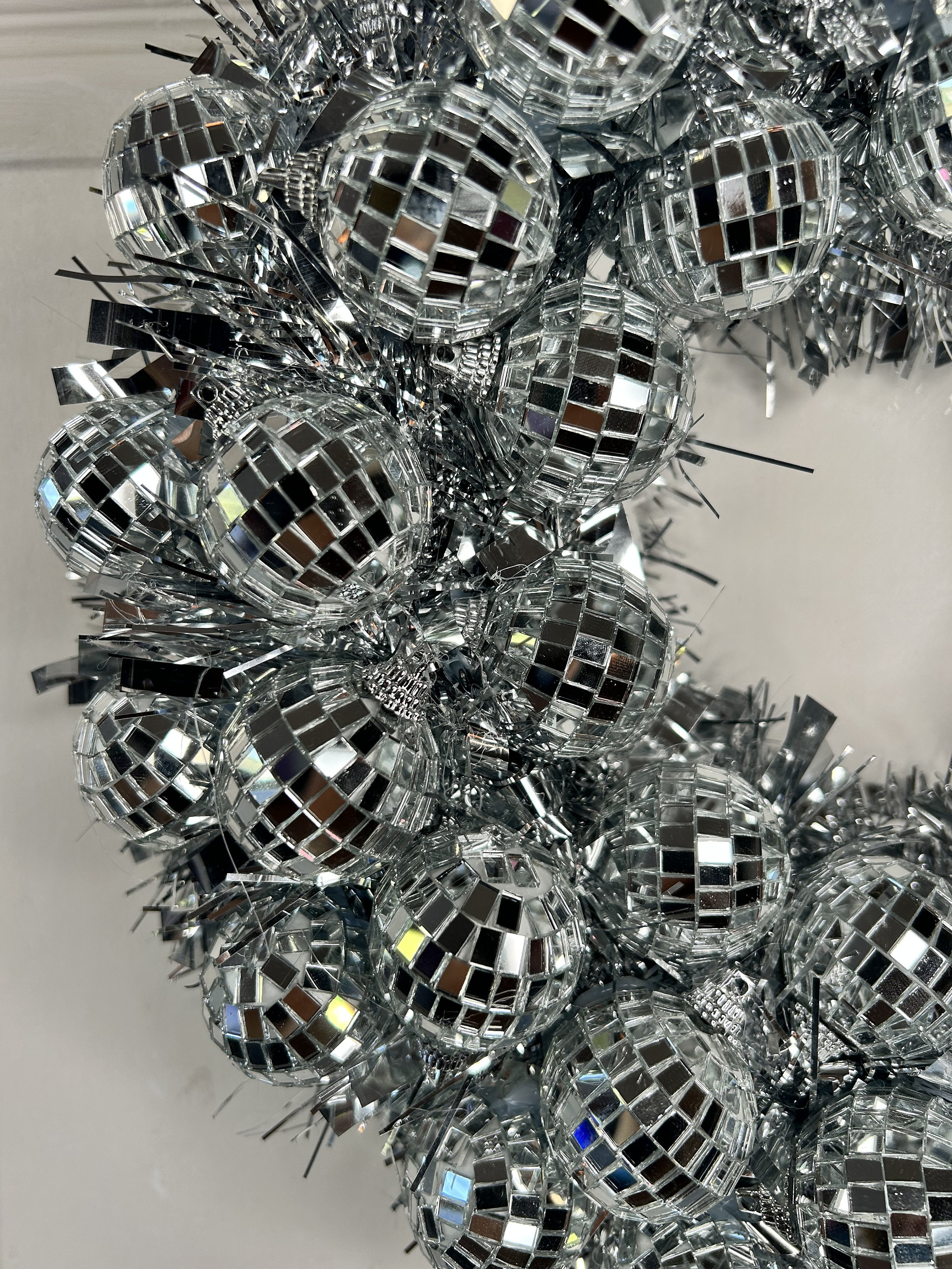 Silver Mirror Disco Ball Wreath Party Wedding Christmas Decoration Wall ...