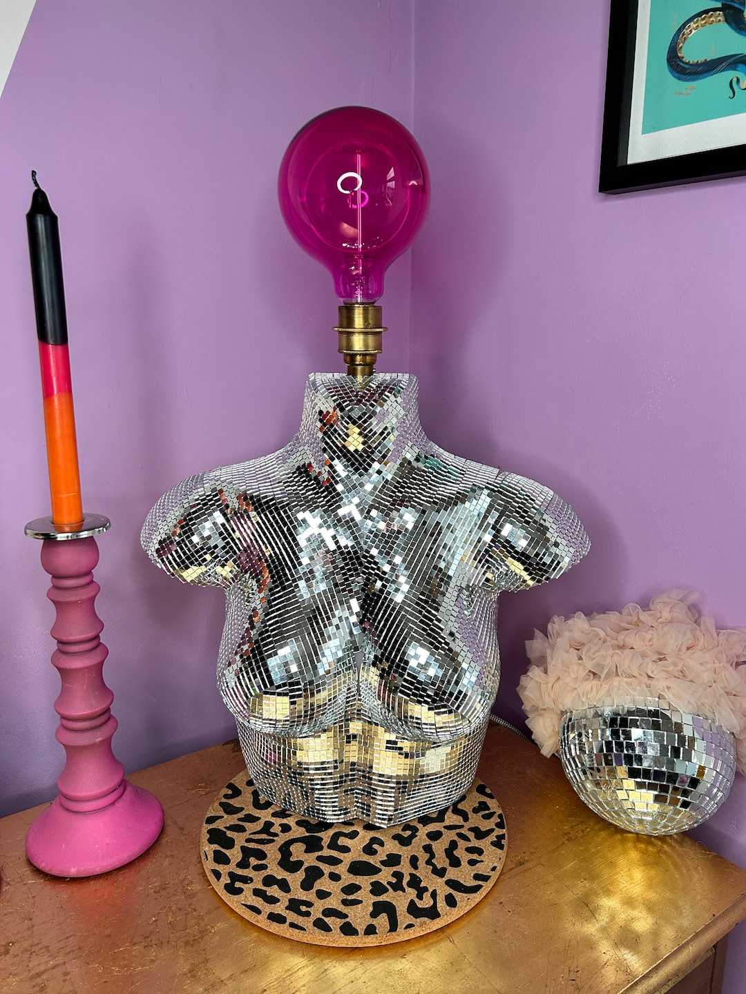 Disco Mirror Ball Mosiac Female Bust Light - Etsy