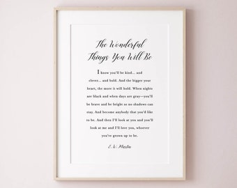 The Wonderful Things You Will Be, Literature Printable, Book Page Quote ...