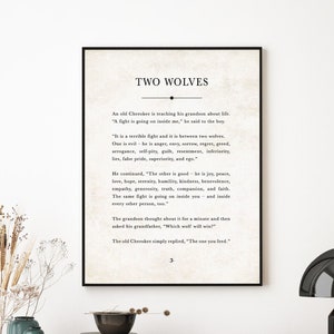 The Tale of Two Wolves Print Wall Art Book Page Print Poem - Etsy Canada