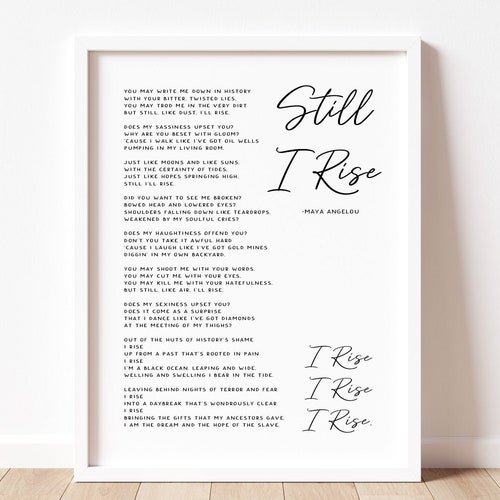 Still I Rise Maya Angelou Printable Quote Inspirational - Etsy