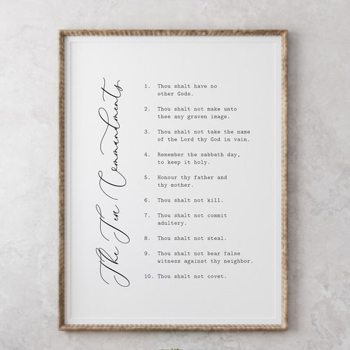 10 Commandments Printable Ten Commandments Bible Typographic | Etsy