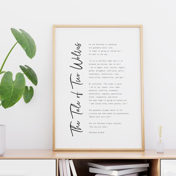 The Tale of Two Wolves Print Wall Art Book Page Print Poem | Etsy