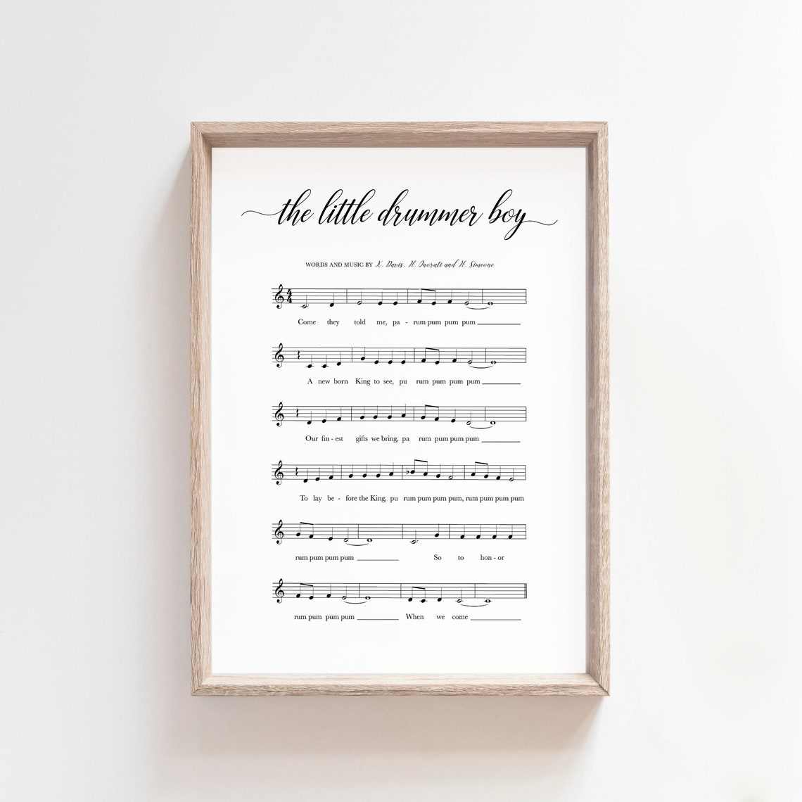 The Little Drummer Boy Printable Christmas Carol Poster | Etsy