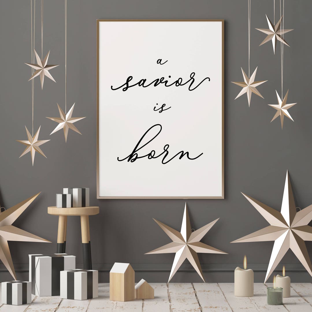 A Savior is Born - Christian Poster, Holiday Printable, Bible Scripture ...