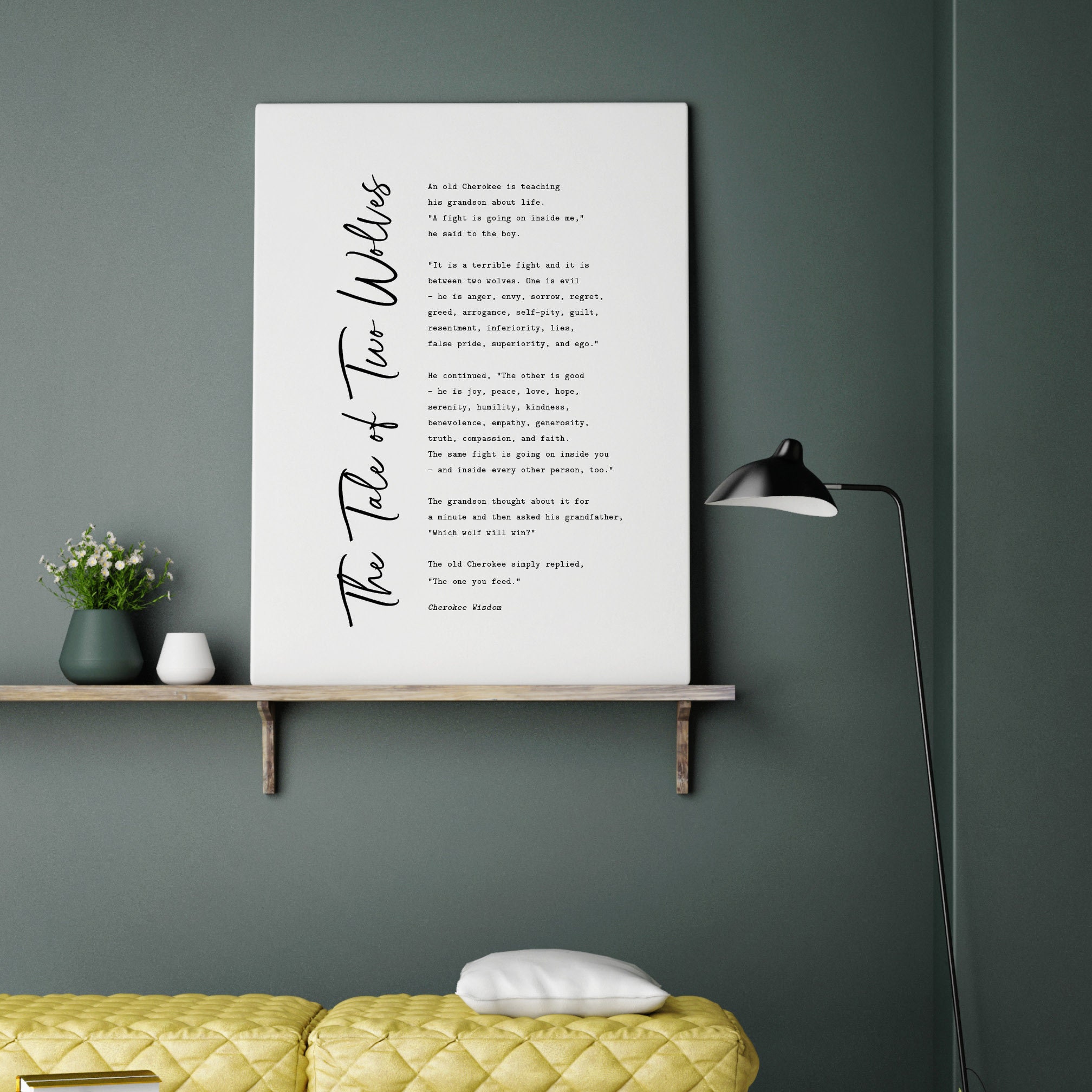 The Tale of Two Wolves Print, Wall Art, Book Page Print, Poem, Native ...