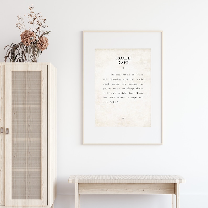 Roald Dahl Quote, Inspirational Wall Art, Vintage Book Page (printable ...