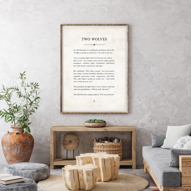 The Tale of Two Wolves Print Wall Art Book Page Print Poem - Etsy