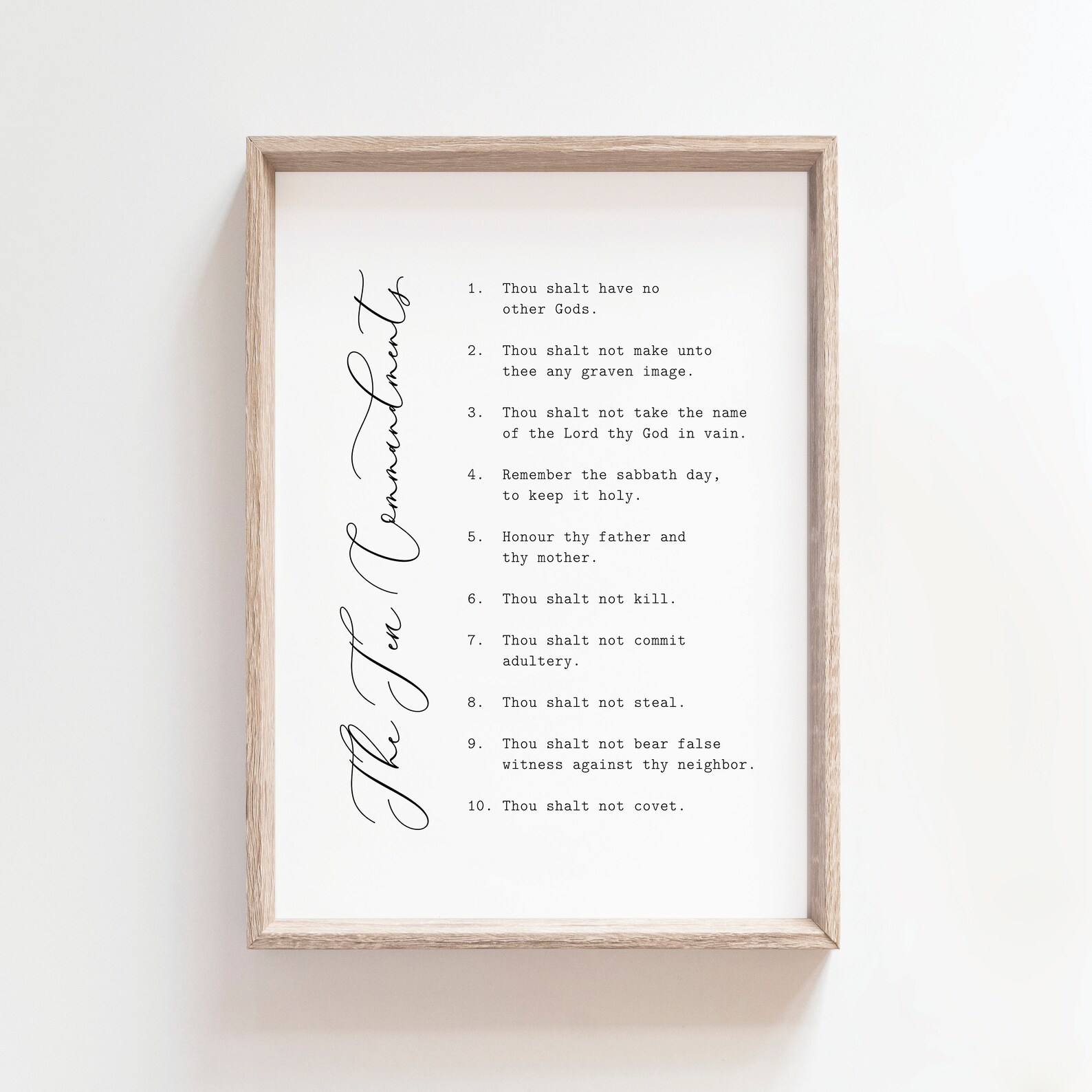 The Ten Commandments, the 10 Commandments Printable, Hand Lettered ...