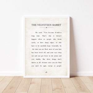 The Velveteen Rabbit, Literature Digital Printable, Book Page Quote ...