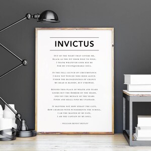 Invictus Poem,william Ernest Henley,inspirational Print,poster,home ...