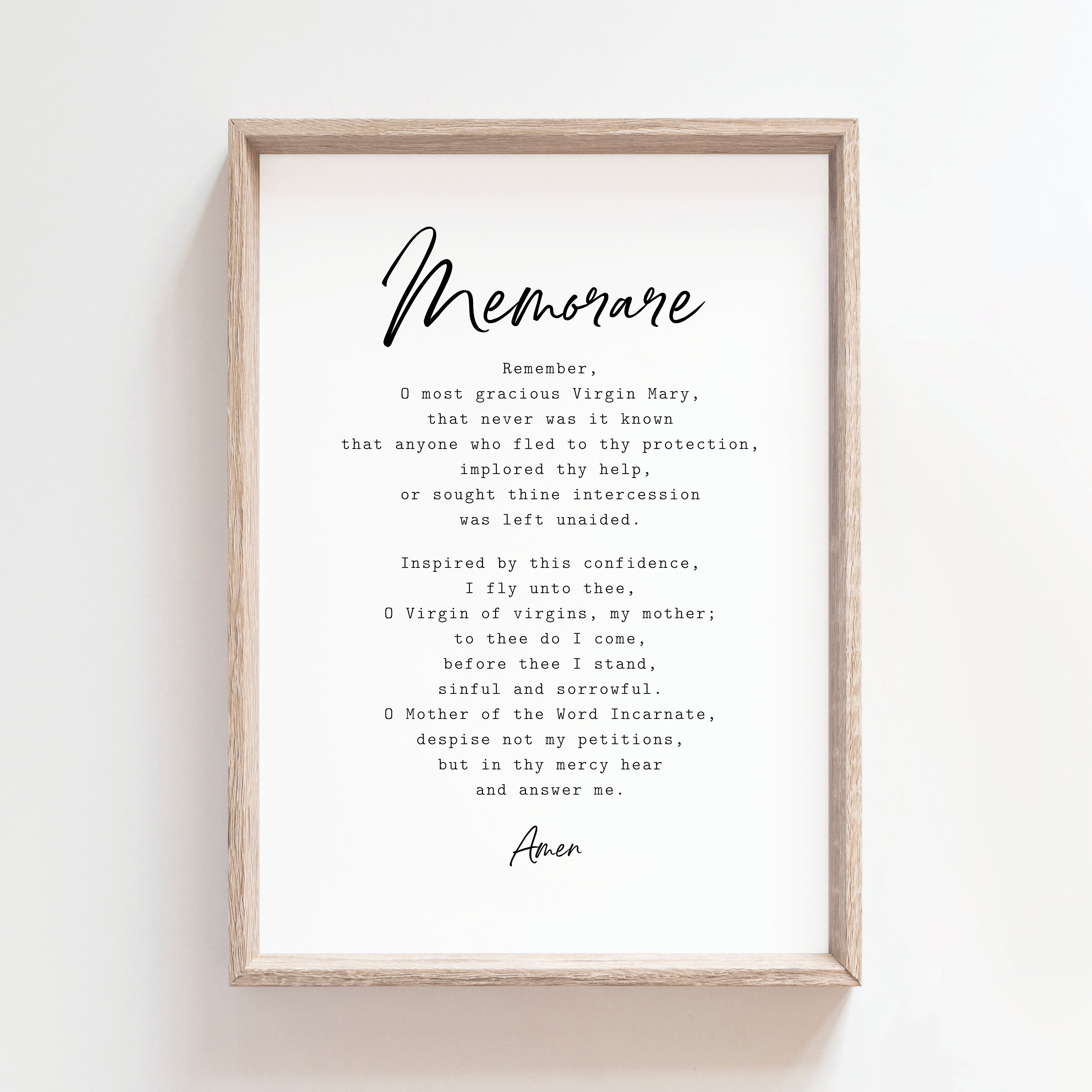 Memorare Prayer Printable, Christian Printable, Virgin Mary, Scripture ...