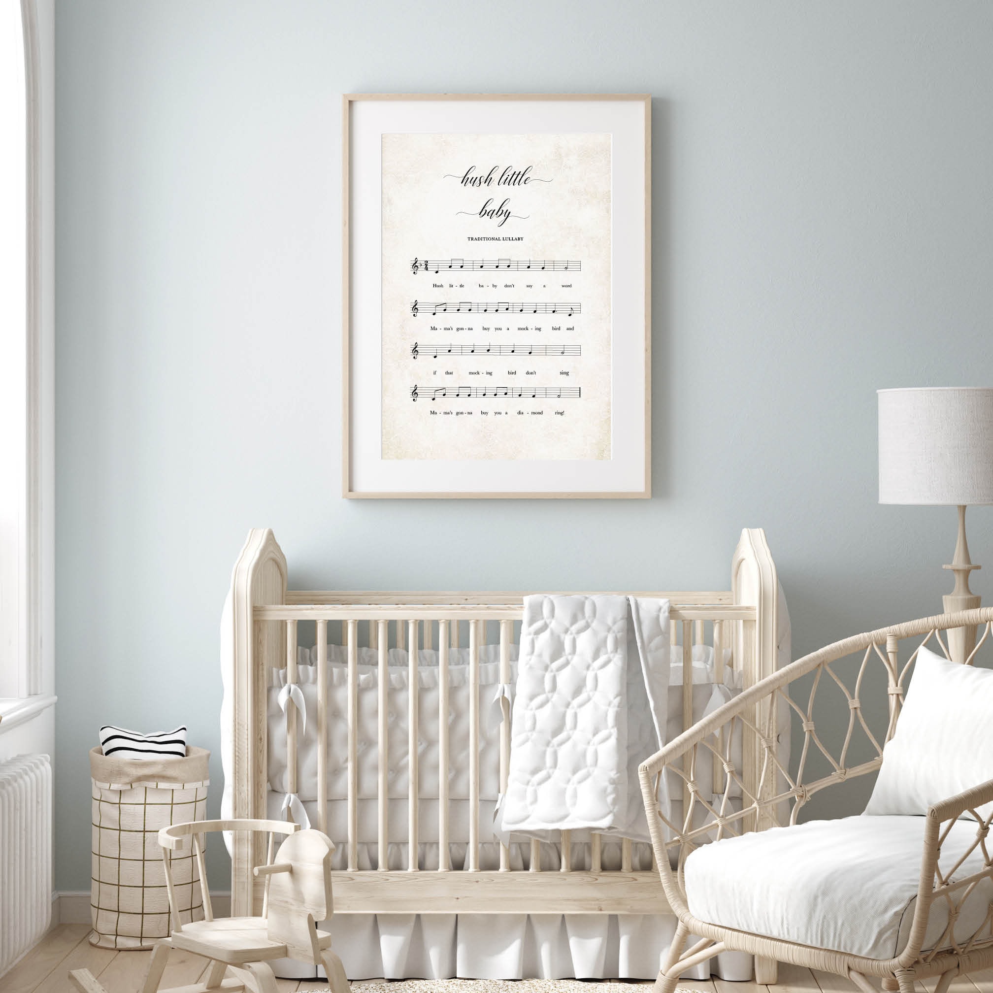 Hush Little Baby Lullaby Print Printable Wall Art Sheet | Etsy