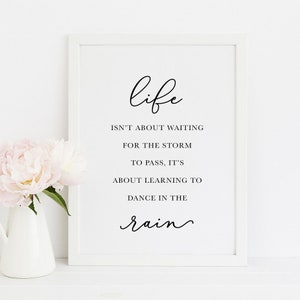 Life Isn't About Waiting for the Storm to Pass Printable, Learning to ...