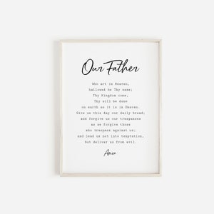Our Father, Matthew 6:9-13, the Lord's Prayer, Modern Scripture Print ...
