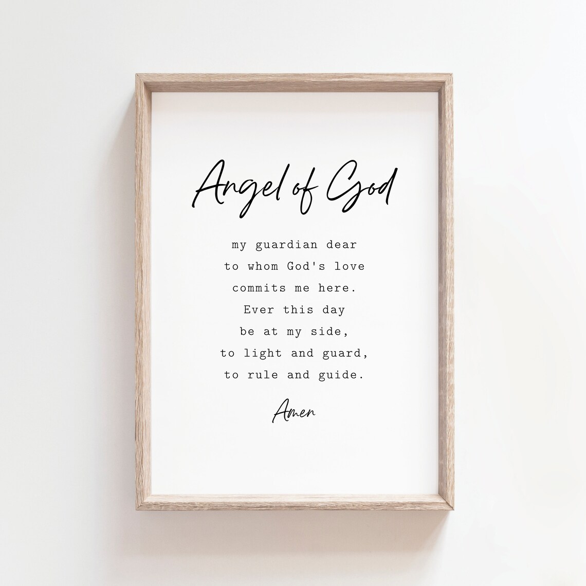 Guardian Angel Prayer Art Print Angel of God My Guardian Dear | Etsy Canada