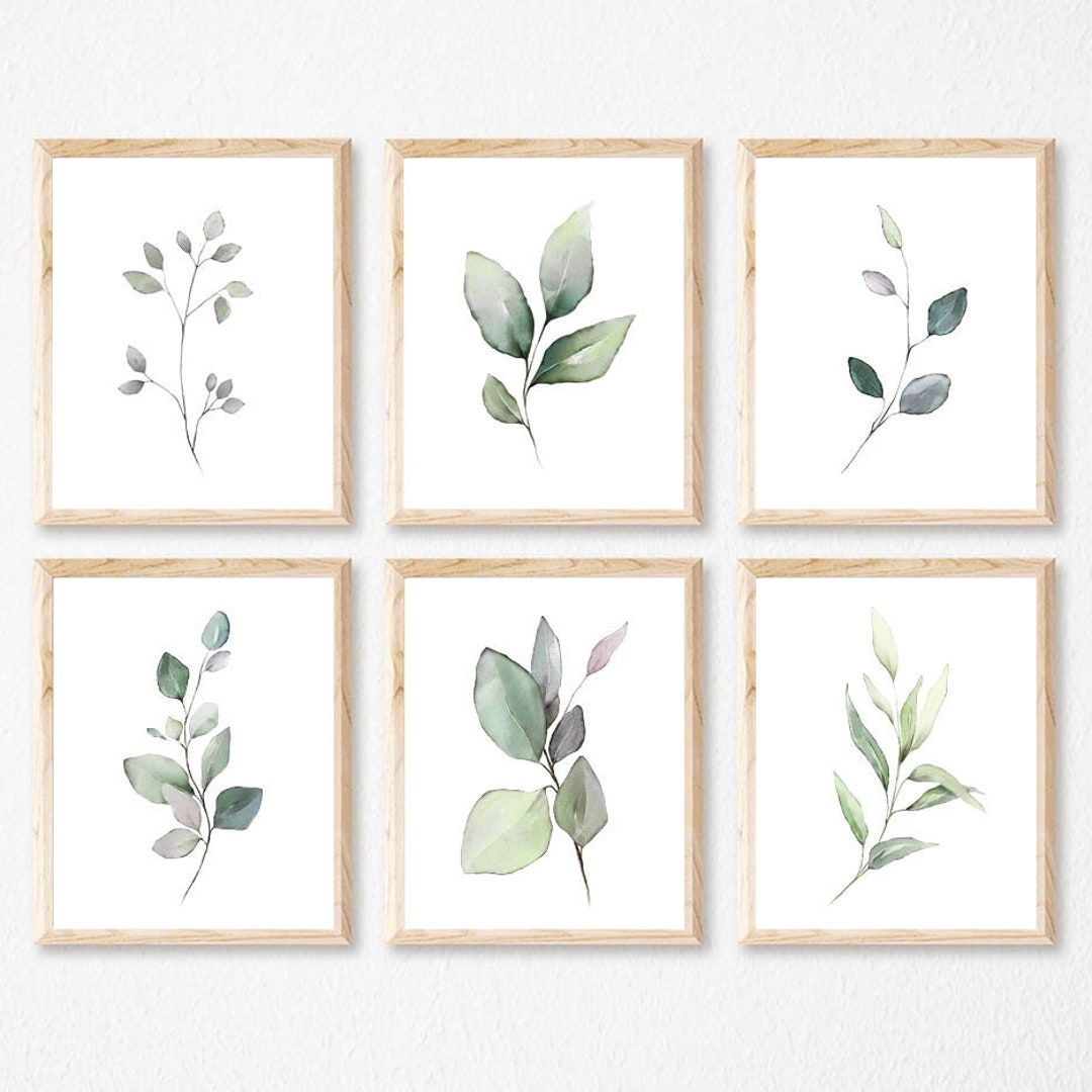 Set of 6, Watercolor Greenery Wall Art, Eucalyptus Print Collection ...