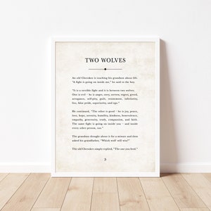 Two Wolves Cherokee Story Print, Native American Poem (digital Download ...