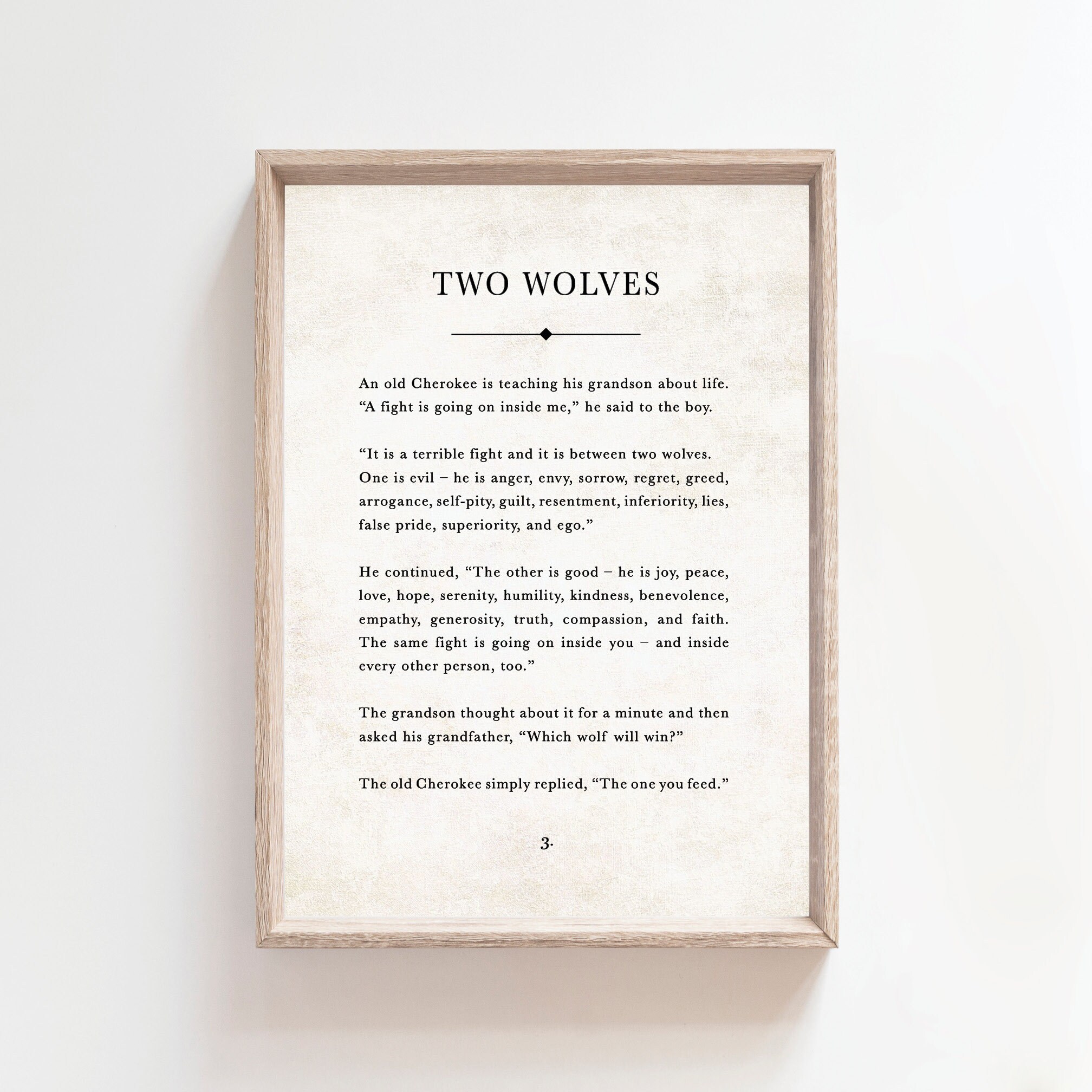 The Tale of Two Wolves Print Wall Art Book Page Print Poem - Etsy Canada