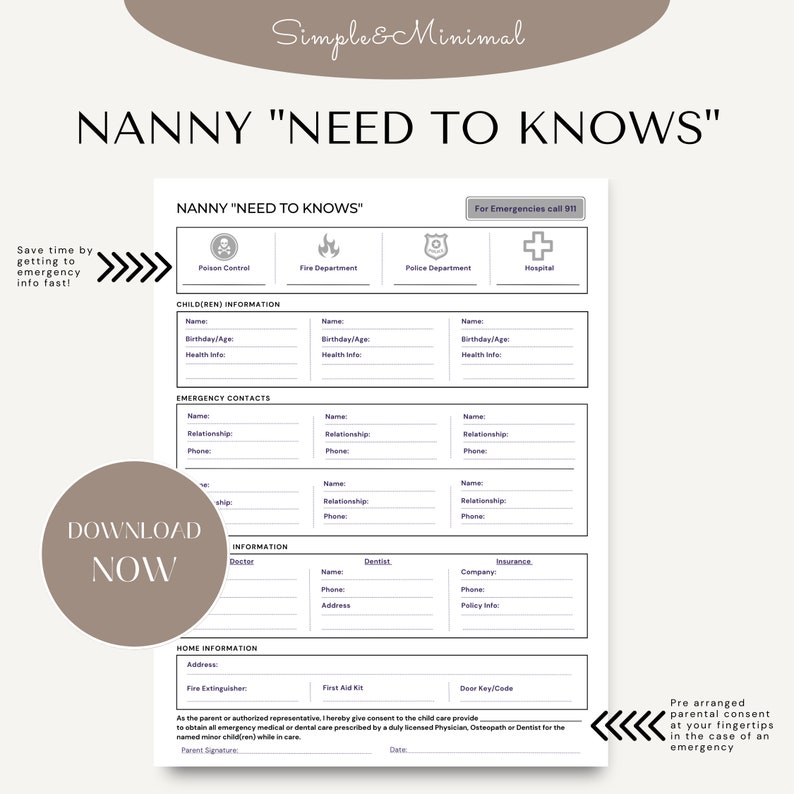 Nanny Notes and "need to Knows" - Digital Download - Etsy