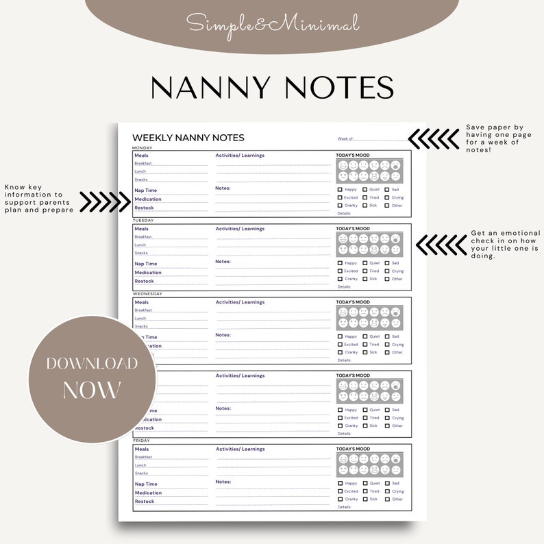 Nanny Notes and "need to Knows" - Digital Download - Etsy