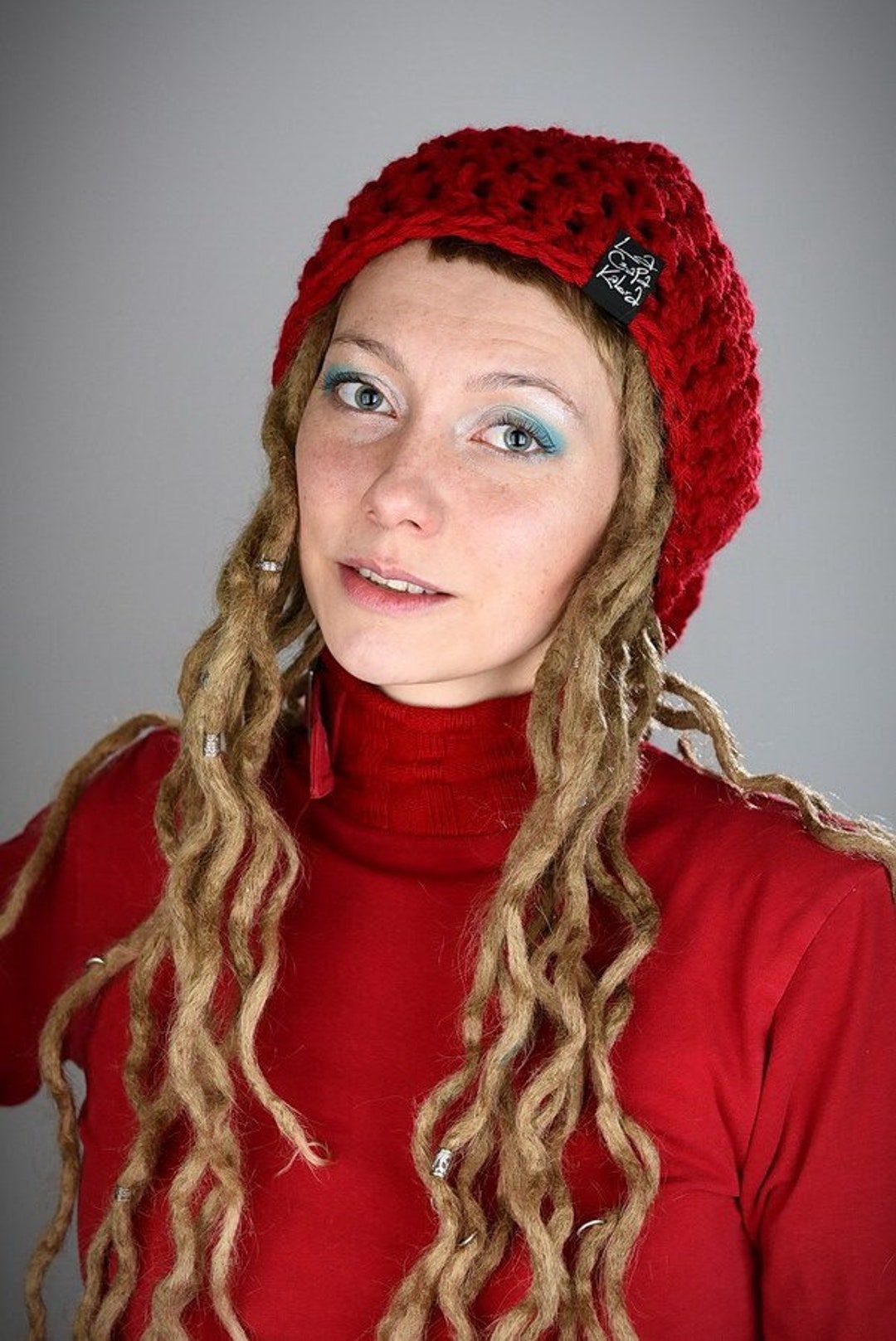 Dreadlove Mono Red Handmade • Hat • Cap • for • Dreads • Dreadlocks ...