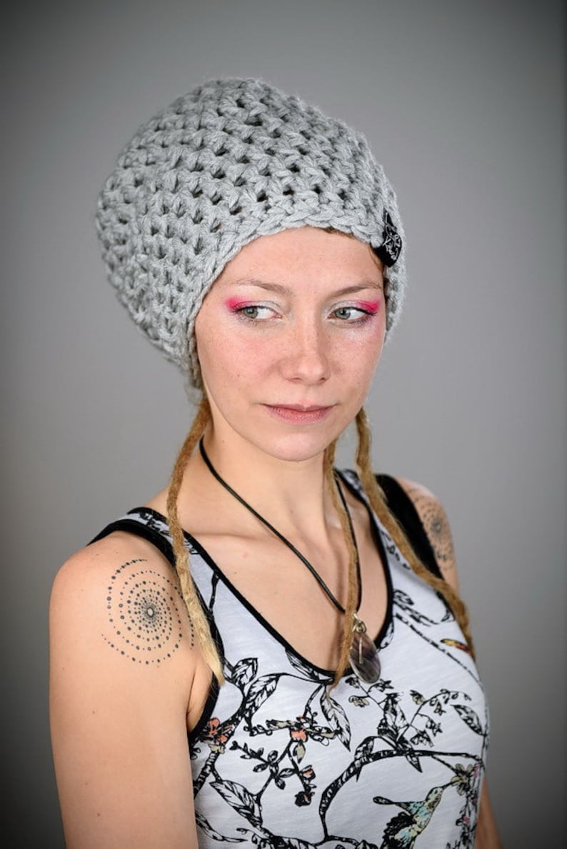 Dreadlove LIGHT GREY Mono/ Handmade Hat Cap for Dreads Dreadlocks Wool ...