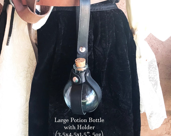 Potion Bottle, Leather Belt Bottle, Apothecary Glass Bottles, Leather ...