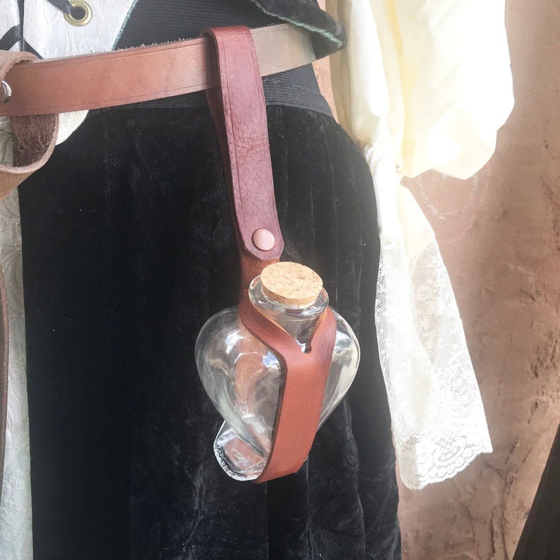 Potion Bottle Leather Belt Bottle Apothecary Glass Bottles - Etsy