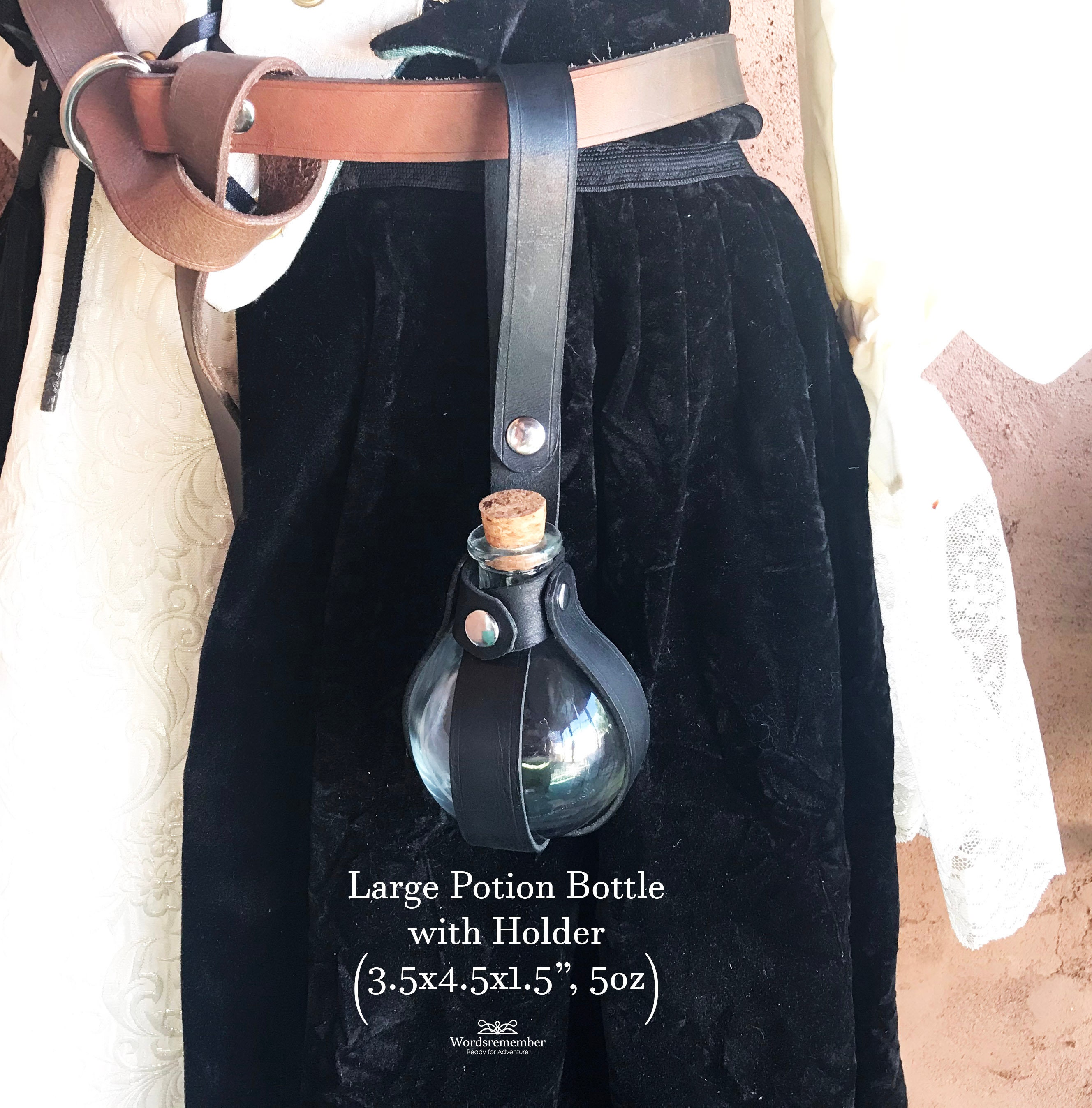 Potion Bottle Leather Belt Bottle Apothecary Glass Bottles | Etsy