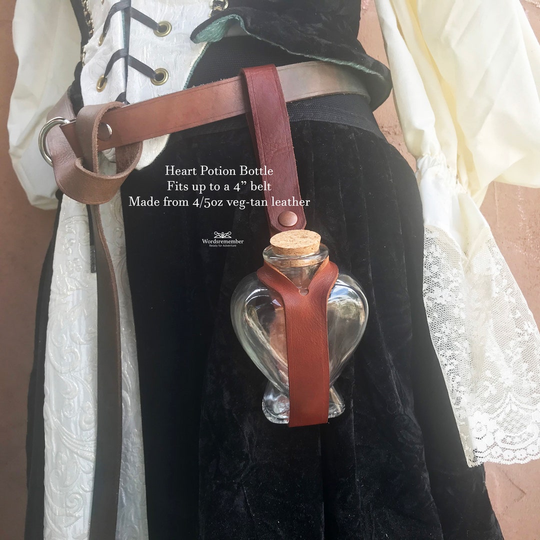 Potion Bottle, Leather Belt Bottle, Apothecary Glass Bottles, Leather ...