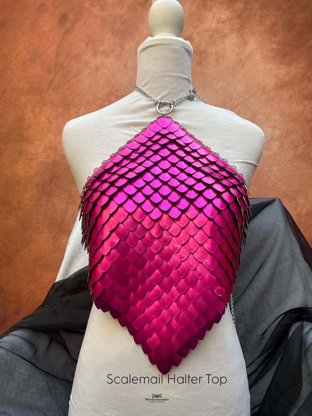 Pink Dragon Scale Halter Top, Anodized Aluminum Scalemail, LARP Costume ...