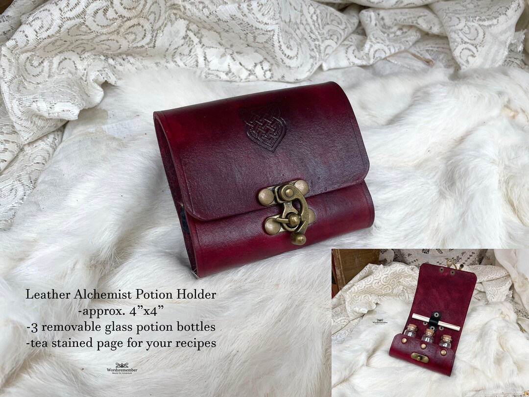 Leather Potion Holder, LARP Costume Medieval Belt Potion Pouch, Alchemy ...
