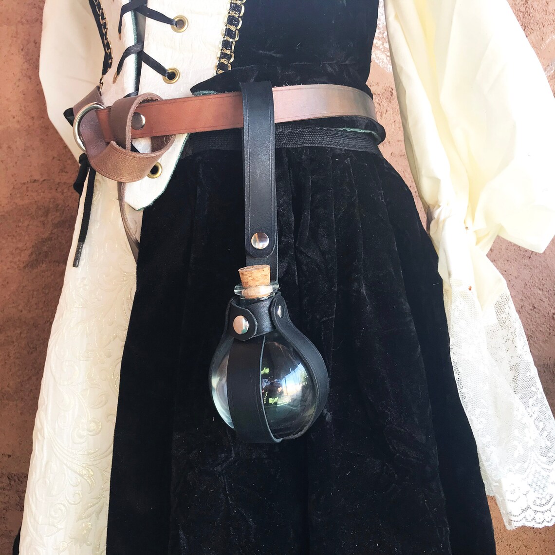 Potion Bottle Leather Belt Bottle Apothecary Glass Bottles | Etsy