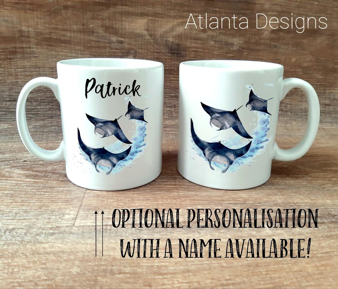 PERSONALISE ME Manta Ray Mug Optional Coaster Set Upgrade - Etsy