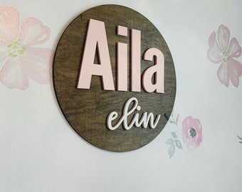 24 Inch Circle / Custom Wood Round Name Sign/ Wall Nursery | Etsy