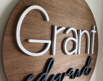 24 Inch Circle / Custom Wood Round Name Sign/ Wall Nursery | Etsy